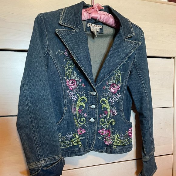 A.M.I. | Jackets & Coats | Embroidered Jean Jacket | Poshmark